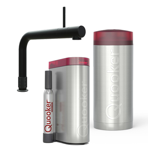 Quooker Front CUBE zwart kraan met COMBI+ boiler | Kokendwatergigant