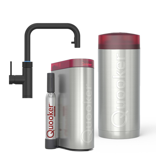 Quooker CUBE Flex Square Zwart kraan COMBI boiler | Kokendwatergigant